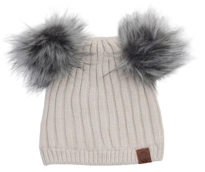 Calikids W2177 Soft Touch Knit 2 Pom-Pom Hat (Cream) - babyandme.ca ...